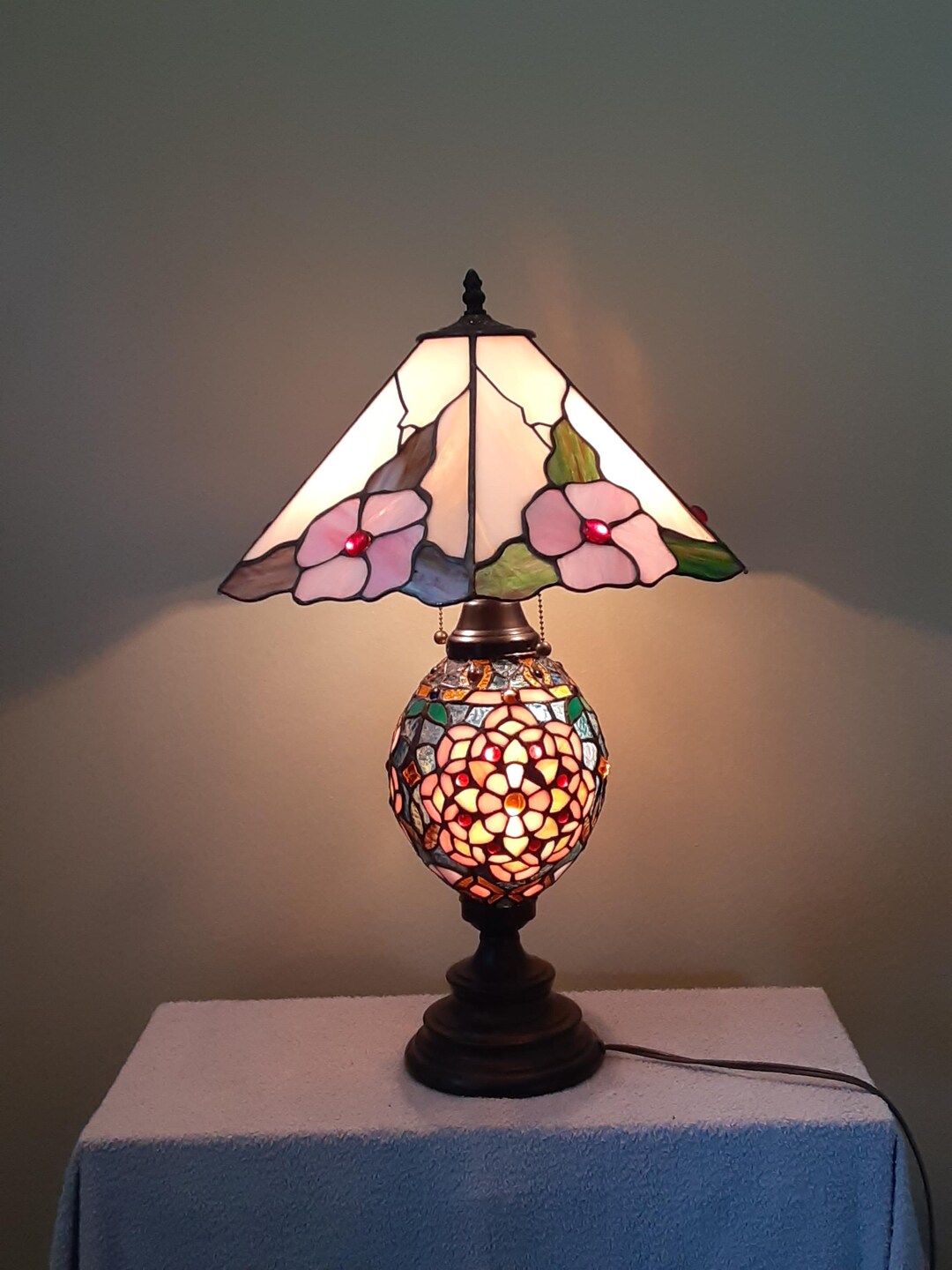 Stained Glass Lamp - up and Down Lamp - Floral Themed Lamp - Etsy