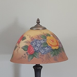 Accent Lamp Reverse Painted Floral Themed Lamp Table Lamp - Etsy