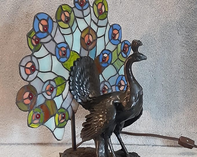 Stained Glass Lamp - Stained Glass Peacock Lamp - Accent Lamp - Etsy