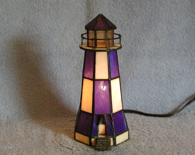 Nightlight Lighthouse Stained Glass Lighthouse Accent Lamp - Etsy
