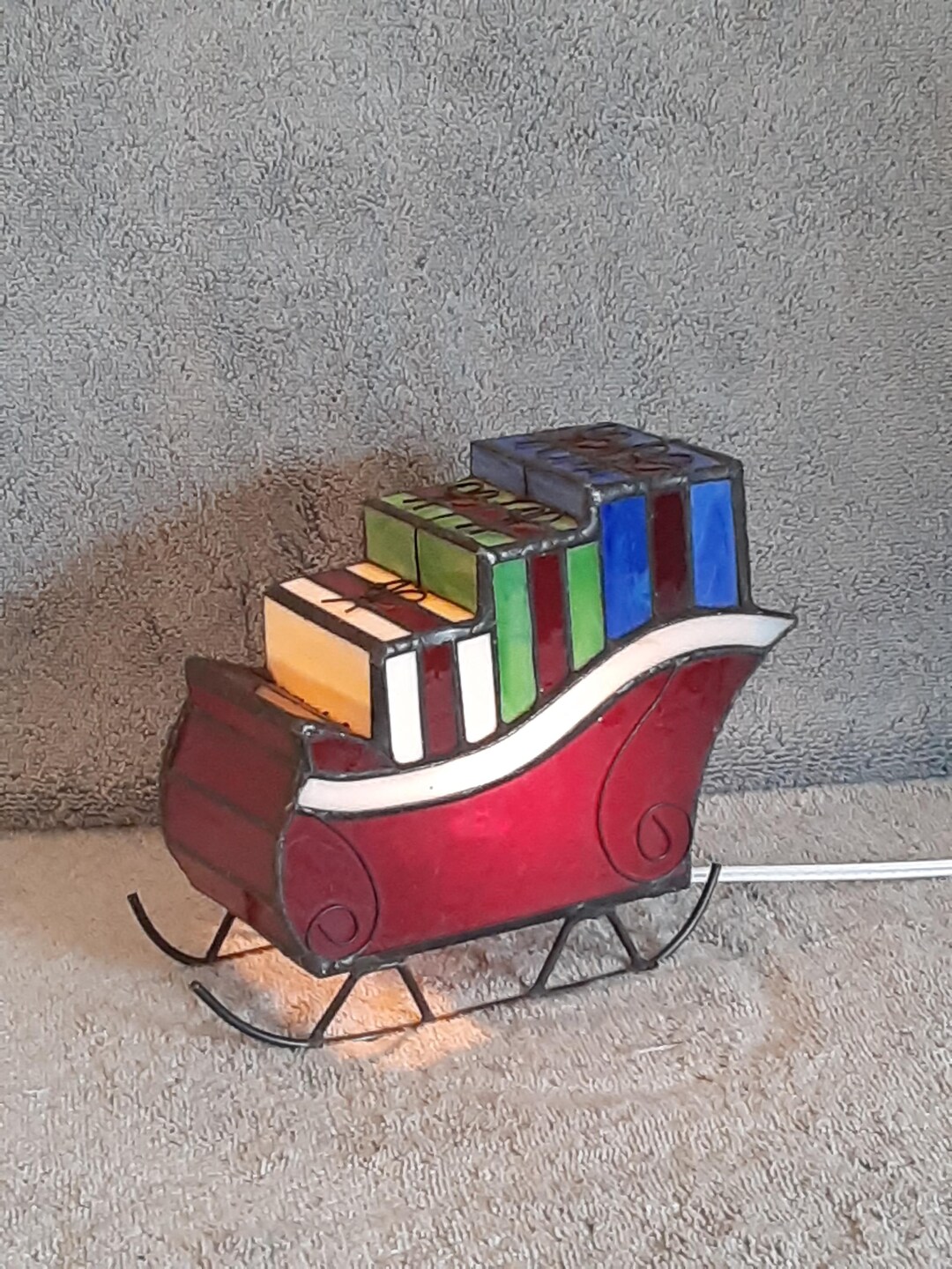 Stained Glass Sleigh Accent Lamp Stained Glass Lamp Christmas ...