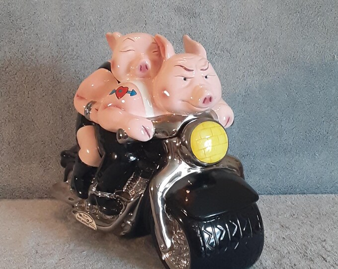 Cookie Jar - Biker Hogs - Two Pigs on a Motorcycle - Two Hogs on a Bike ...
