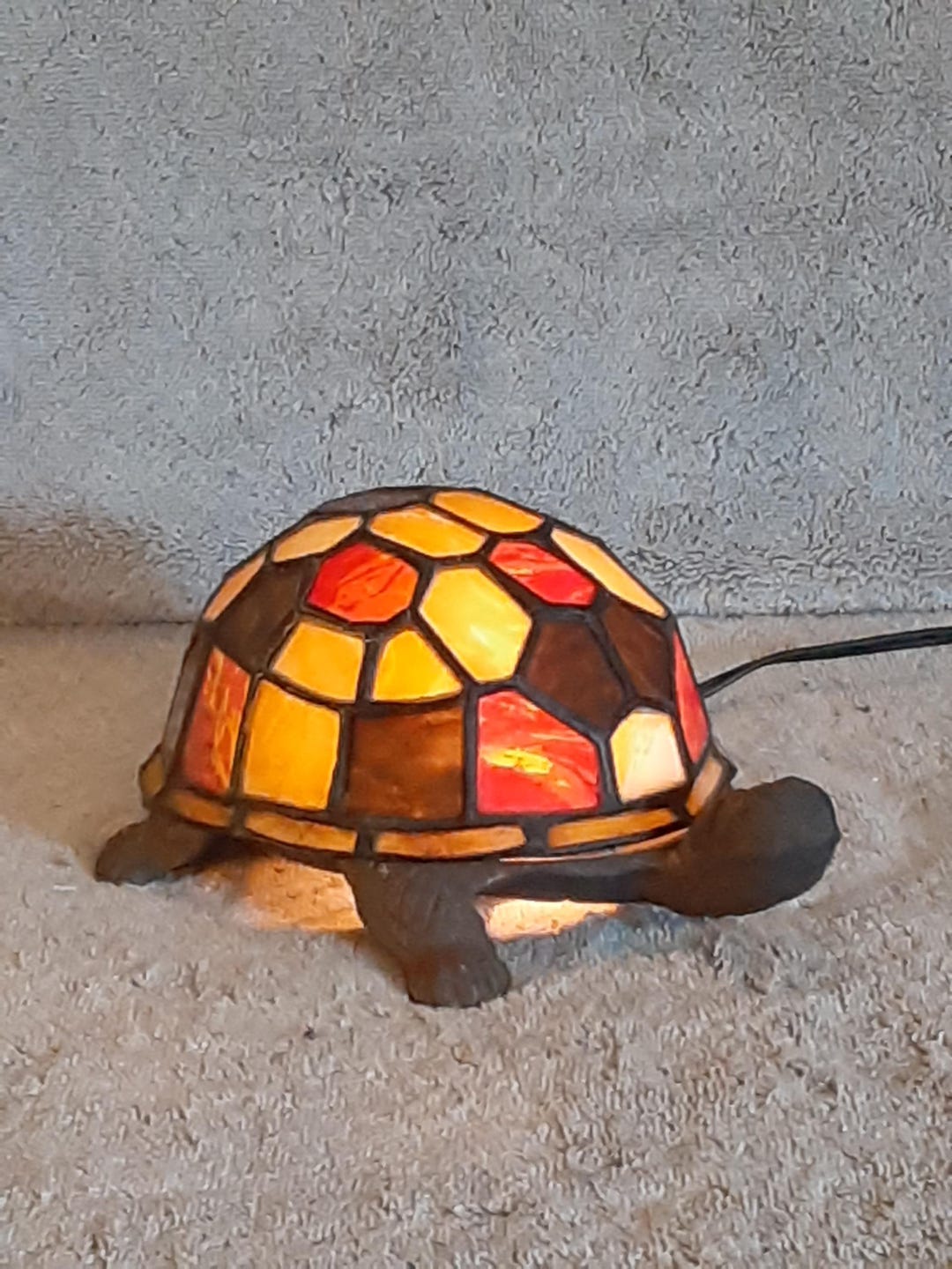Stained Glass Nightlight - Cast Metal Turtle Lamp - Accent Lamp ...