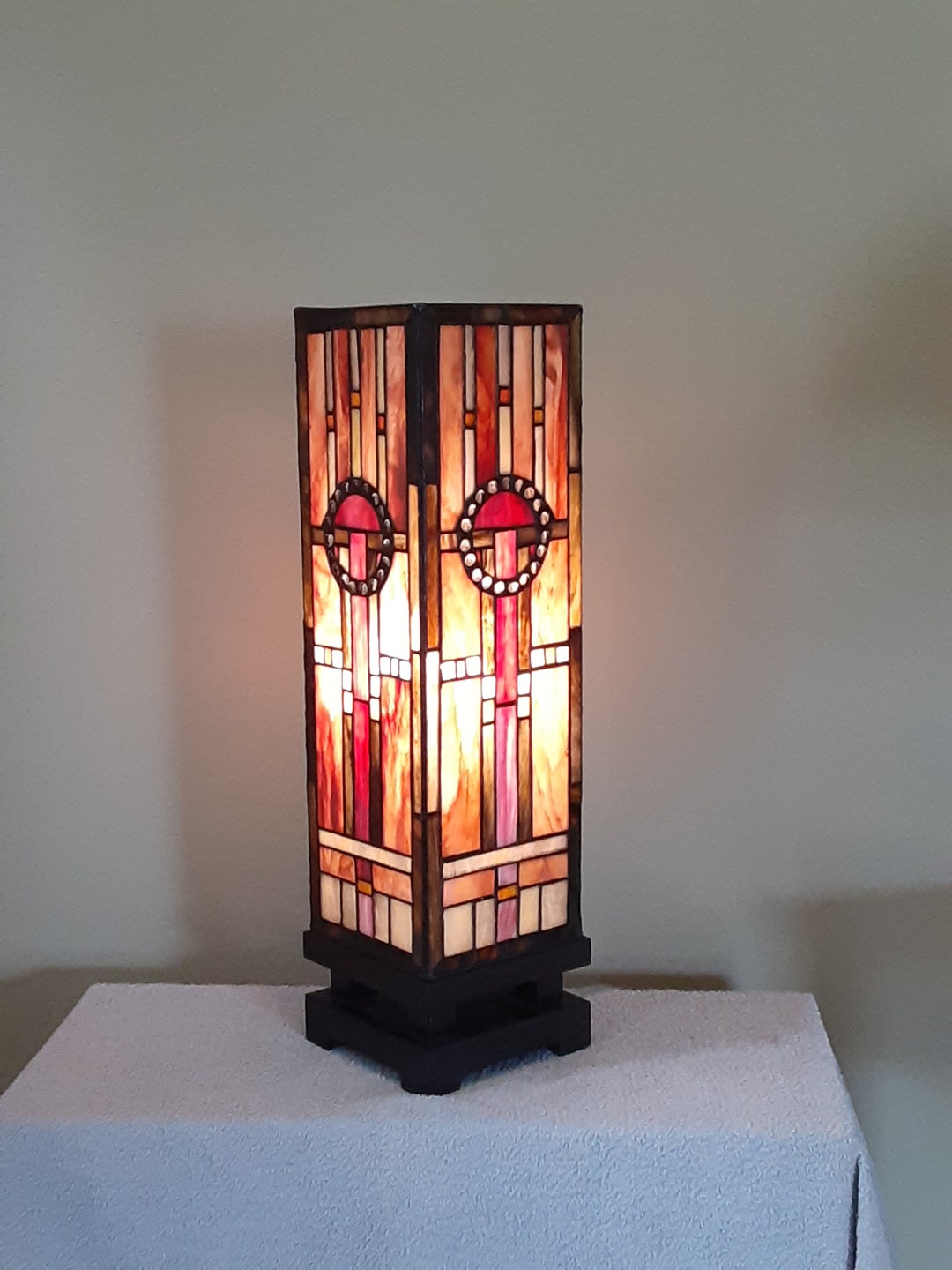 Stained Glass Lamp Geometric Themed Lamp Accent Lamp Column Lamp Color ...