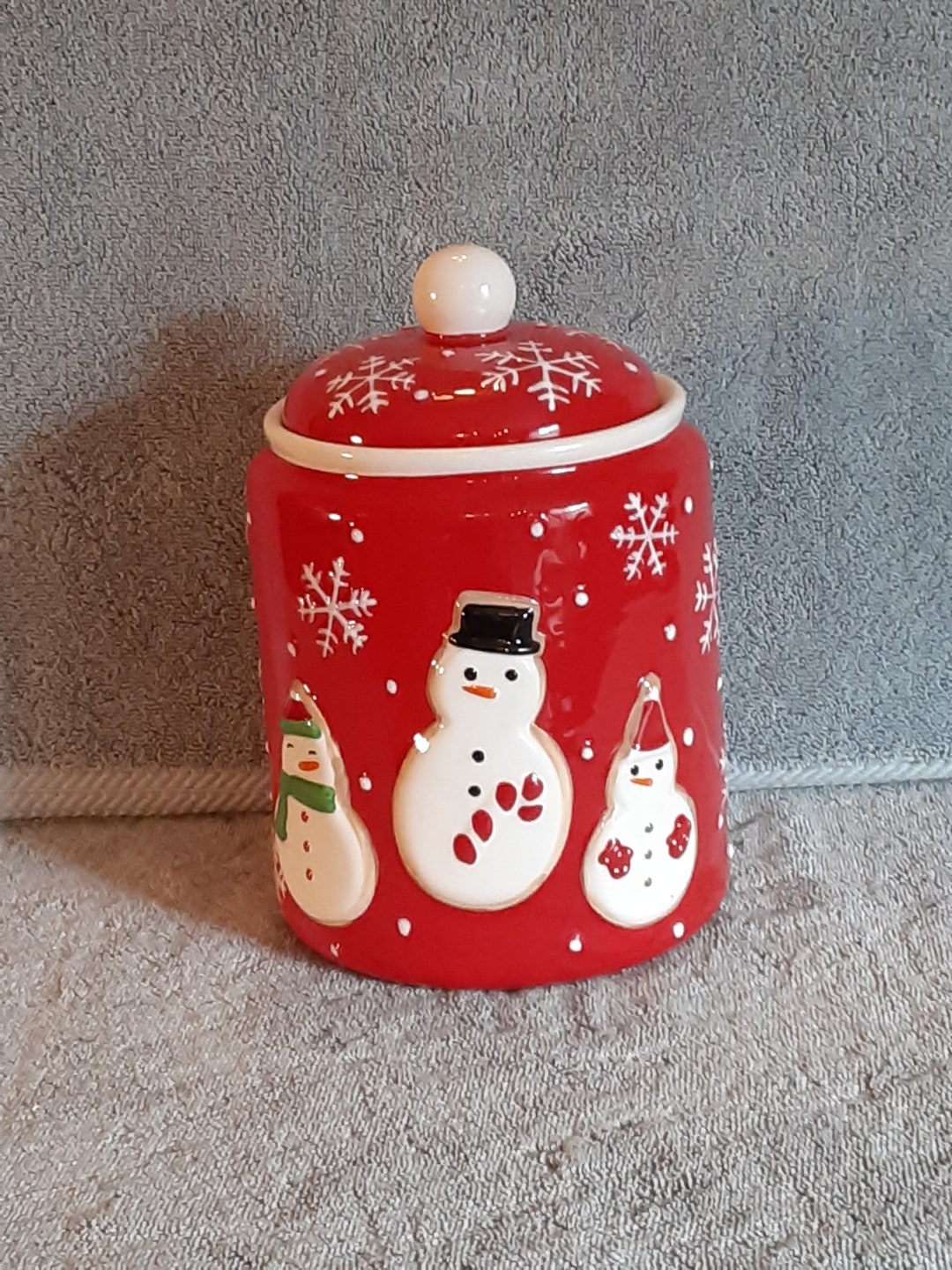 Cookie Jar - Snowman Theme - Treat Jar - Christmas Theme - Biscuit Jar ...