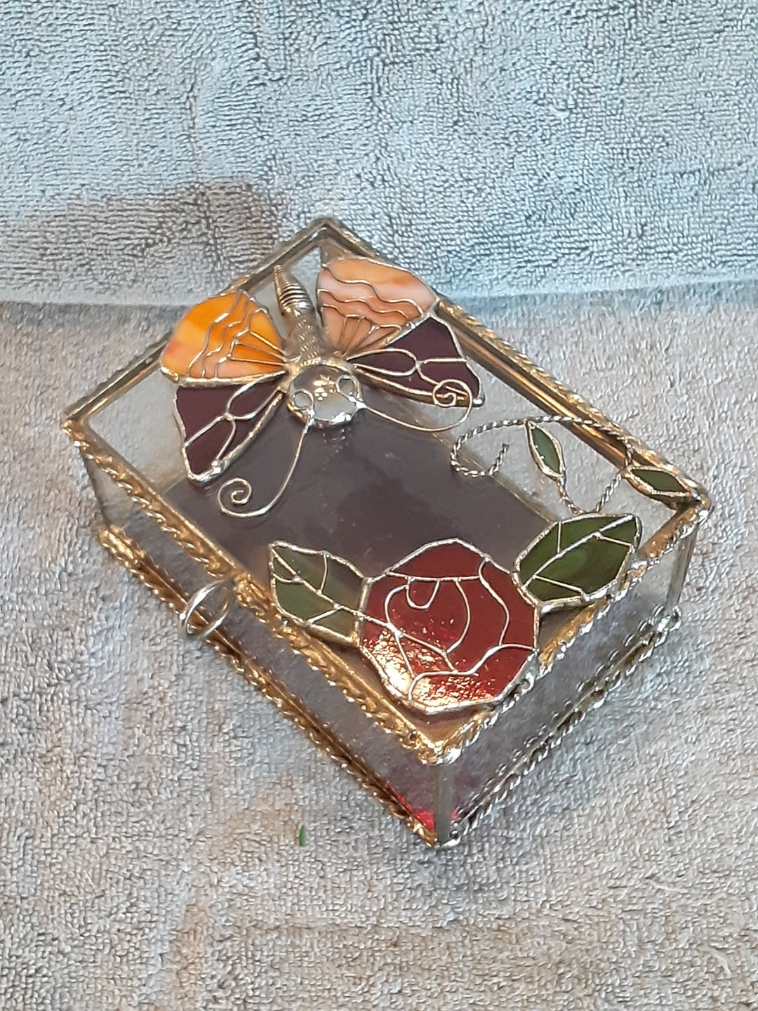 Keepsake Box Jewelry Box Curio Box Floral and Butterfly - Etsy