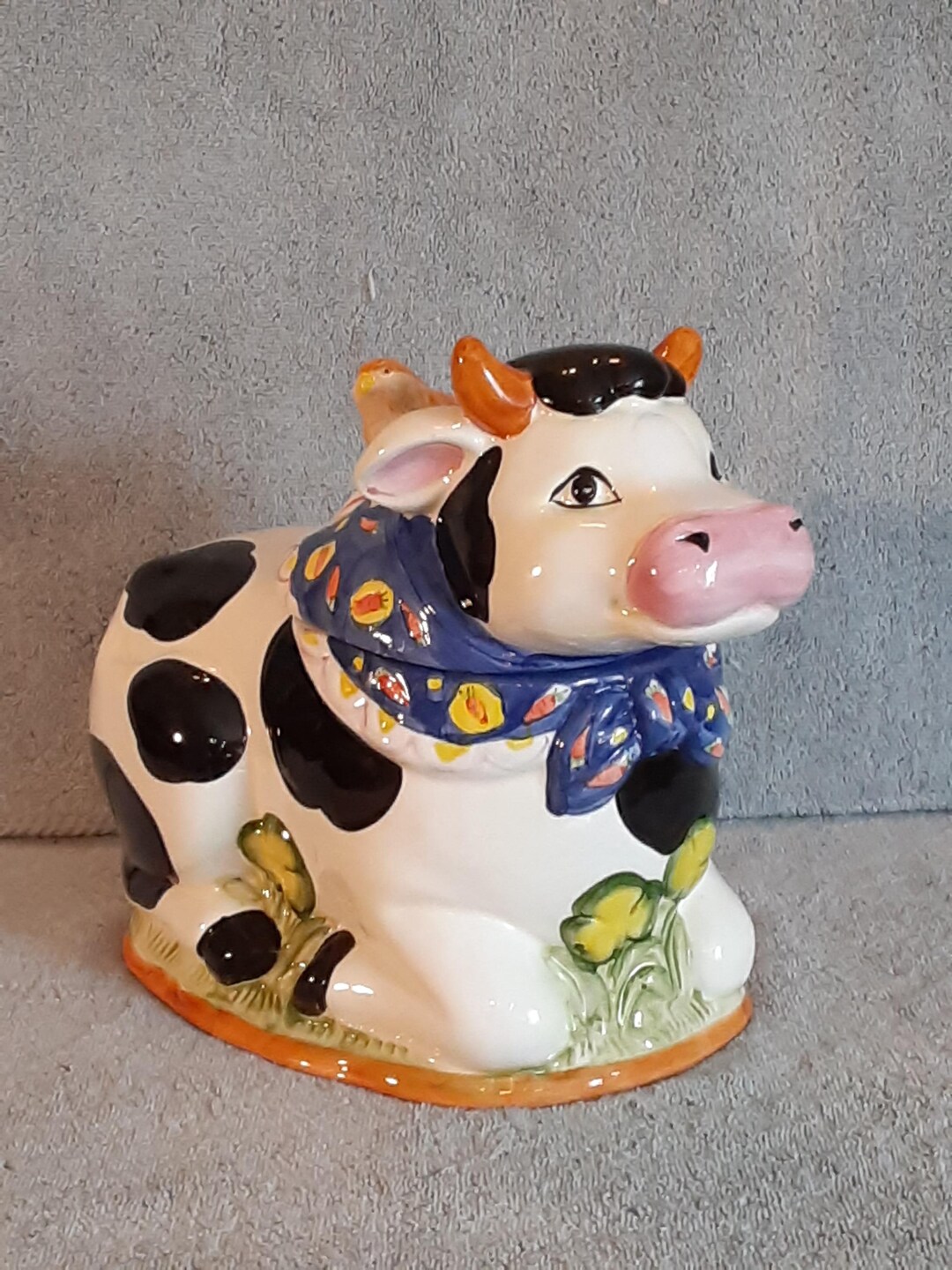 Cookie Jar - Cow and Bird Cookie Jar - Cow Themed Cookie Jar - Farm ...