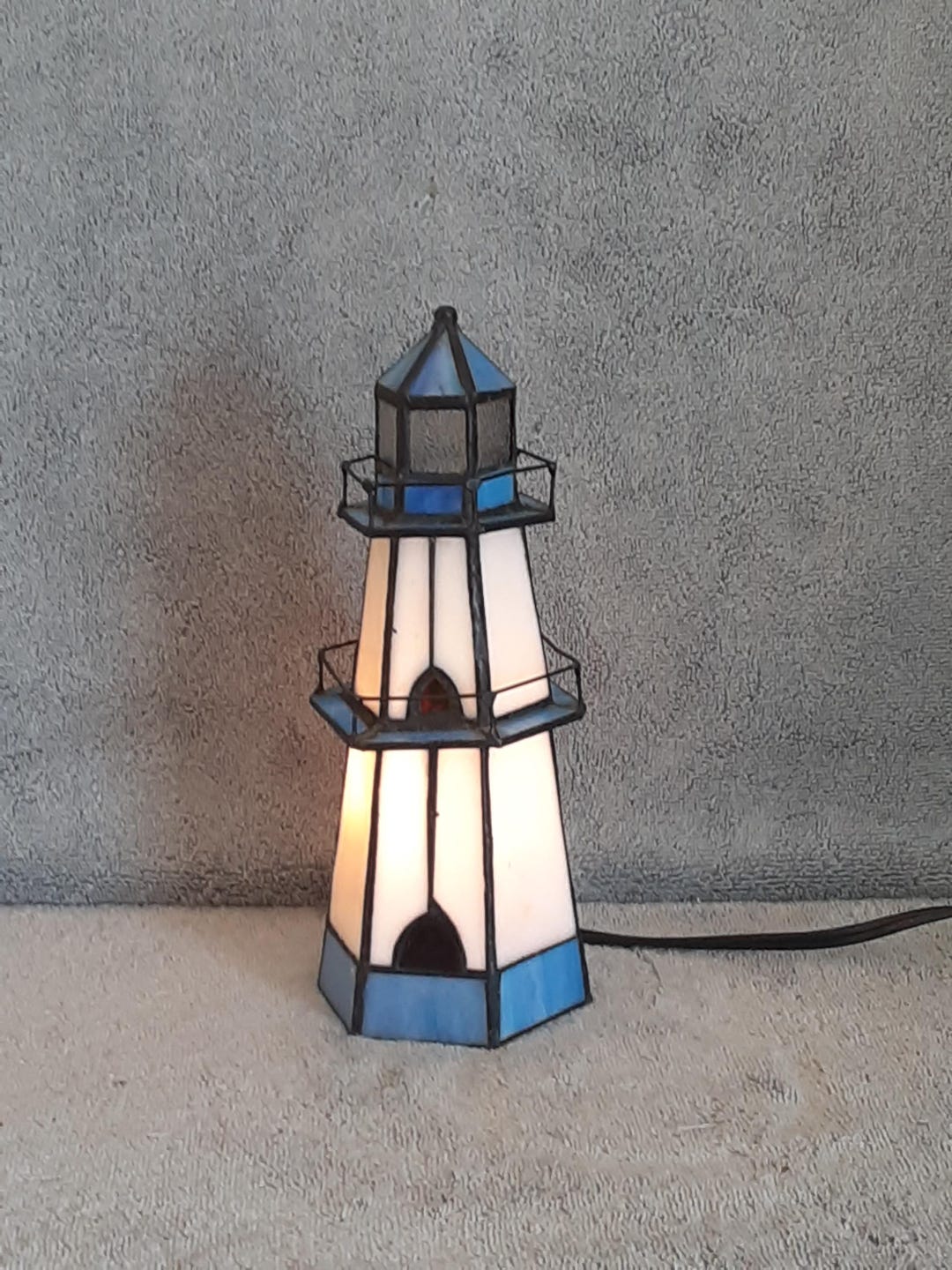 Nightlight Lighthouse Stained Glass Lighthouse Accent Lamp - Etsy
