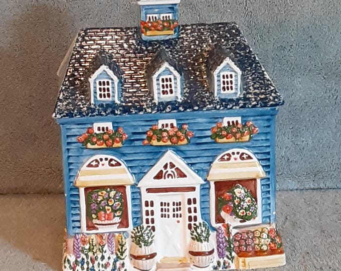 Cookie Jar - Old House Theme - Floral Theme Cookie Jar - Storage Jar ...