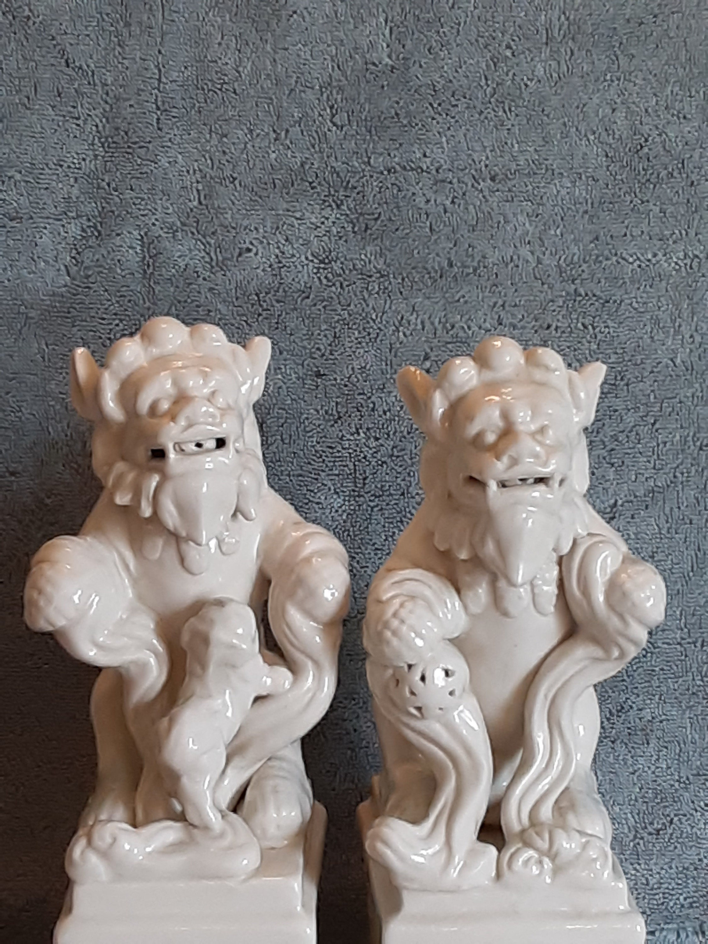 Foo Dogs White Blanc De Chine Shi Shi Dogs Asian Foo - Etsy