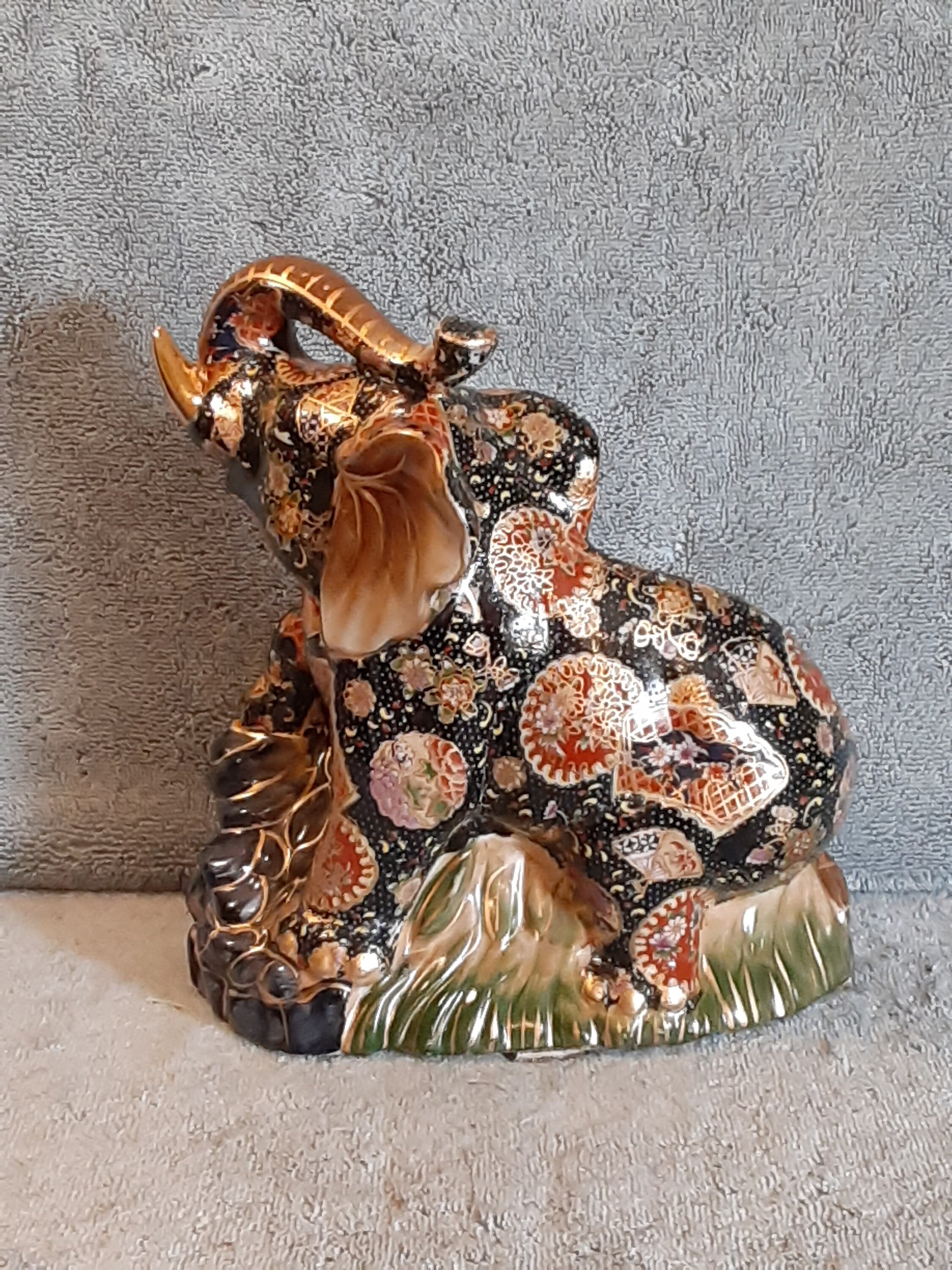 Satsuma Elephant Statue - Asian Elephant Statue - Asian Décor - Etsy