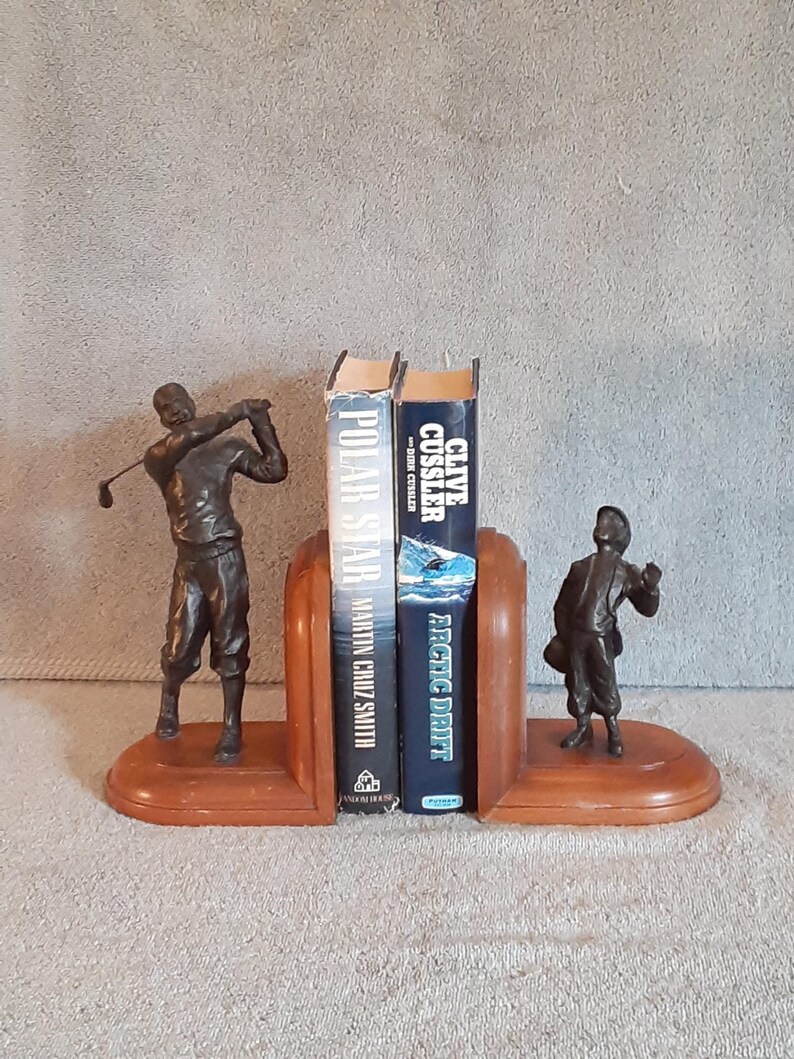 Bookends - Golfing Themed Bookends - Golfer and Caddie Bookends - Etsy
