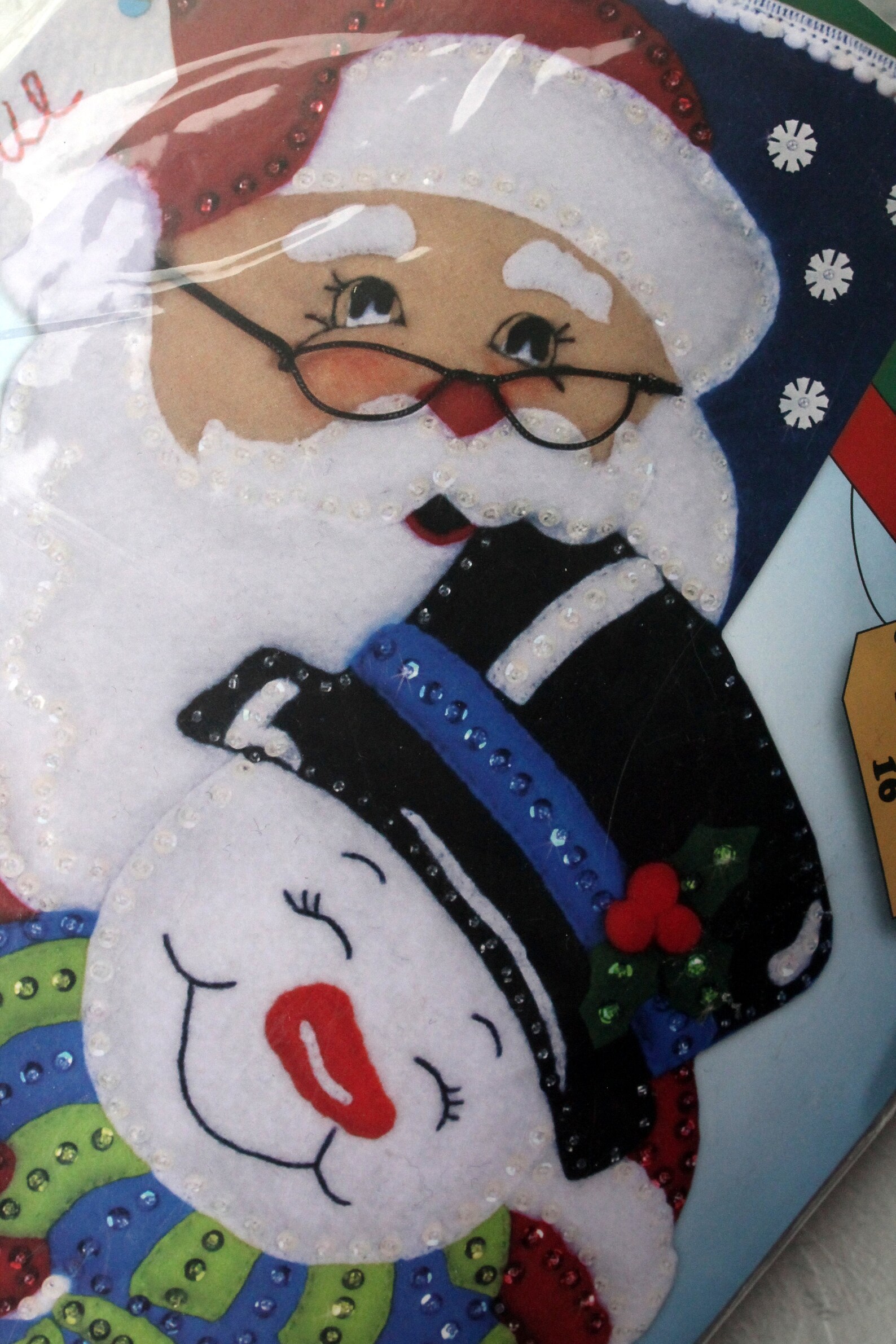 Santa & Frosty the Snowman Felt Applique Stocking 16 Winter Pals Design ...