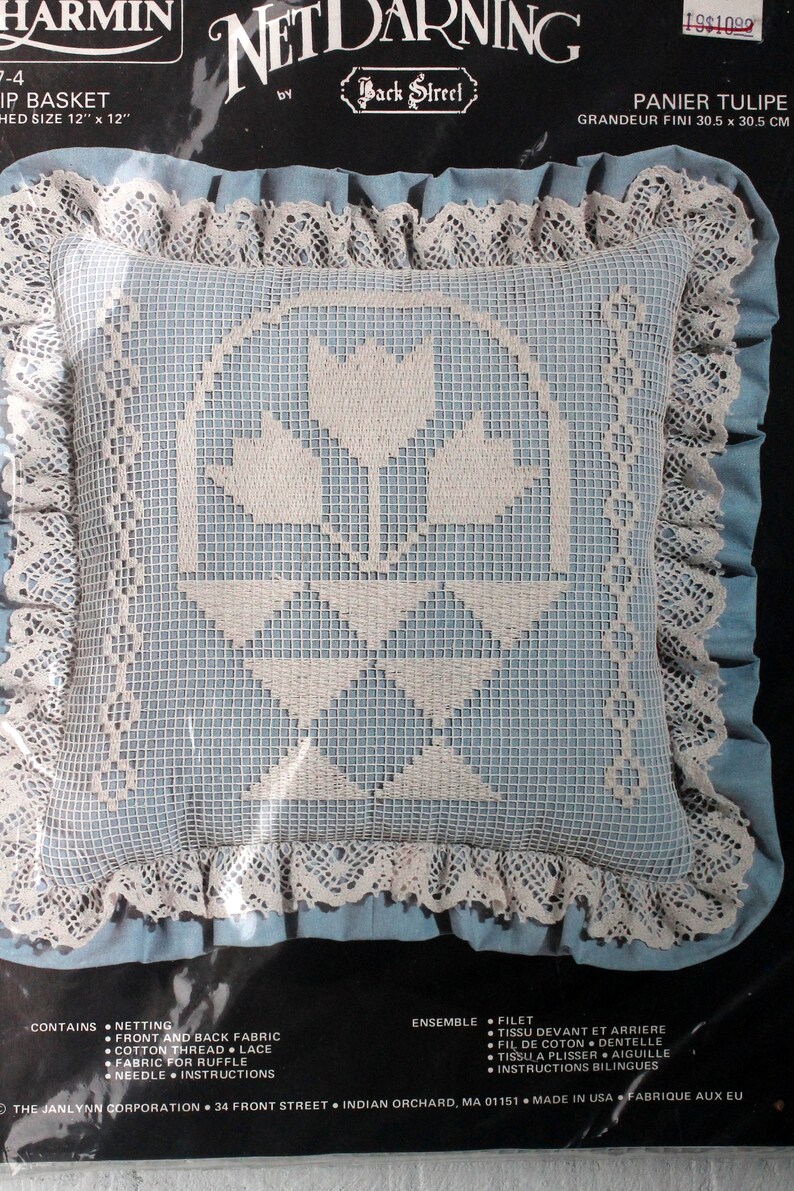 Net Darning Pillow Kit Tulip Basket Charmin Back Street Janlynn Filet ...