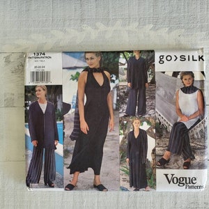 Vogue 1374 Go Silk Unlined Jacket Vest Halter Dress Shirt Top Wide ...