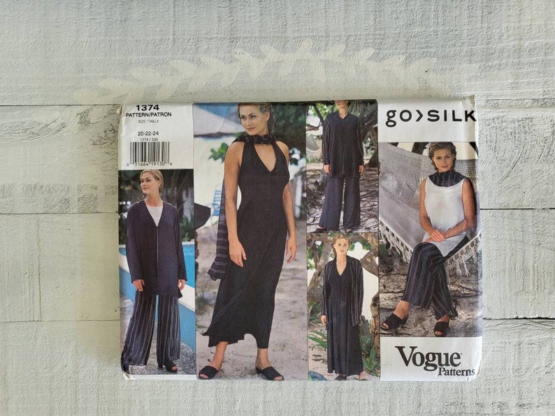 Vogue 1374 Go Silk Unlined Jacket Vest Halter Dress Shirt Top Wide ...