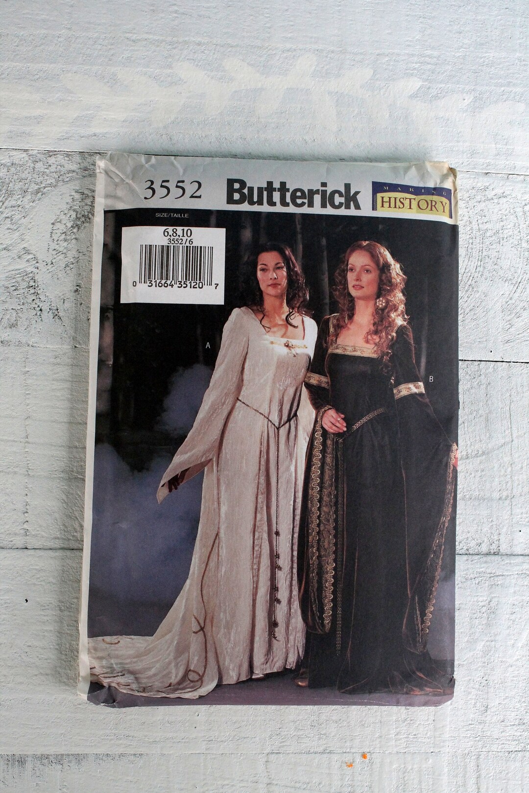 Butterick 3552 Costume Sewing Pattern Medieval Gown Cape - Etsy