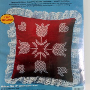 Chicken Scratch Teneriffe Embroidery Snowflaking Kit Lace Edged Pillow ...