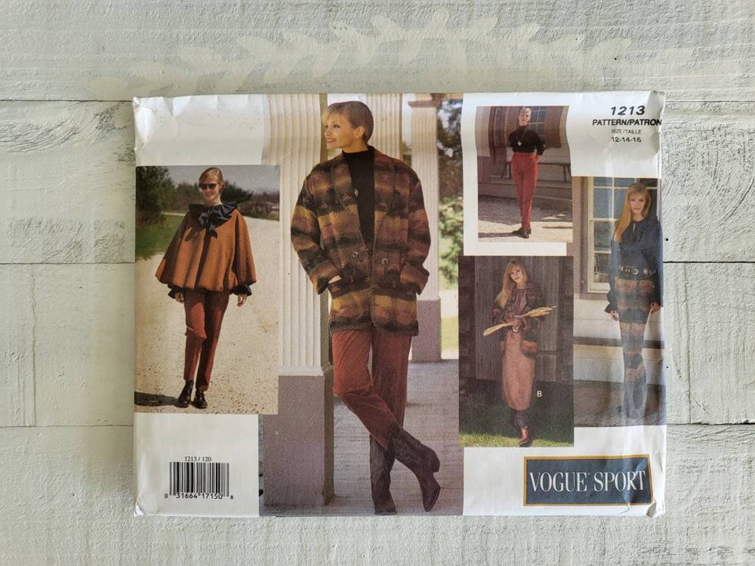 Vogue Sport 1213 Poncho Jacket Dress Top Skirt Pants Sewing Pattern ...