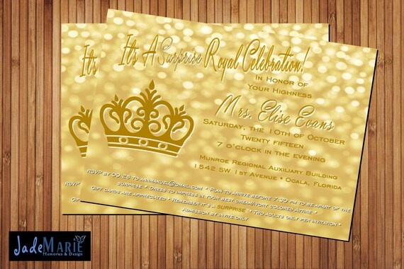 Royal Surprise Party Invitation Printable Gold Birthday Party | Etsy