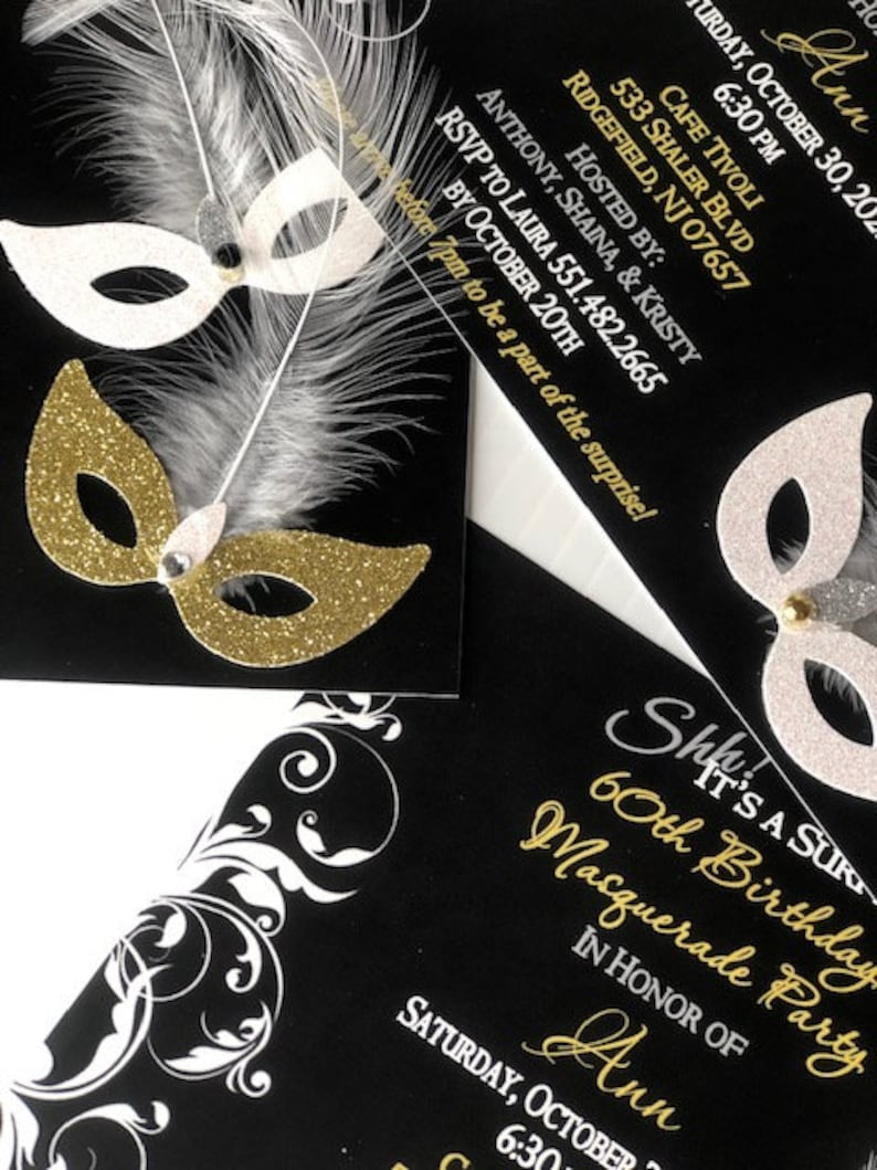 Gorgeous Masquerade Party Invitations Masks Birthday Shower - Etsy