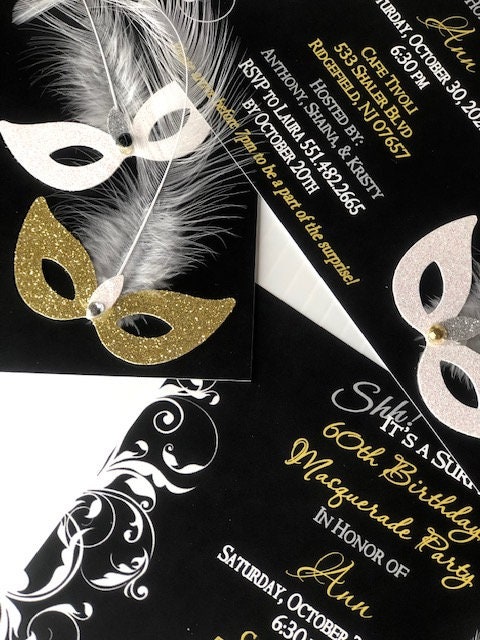 Masquerade Party Invitations Masks- Birthday Shower Surprise Party ...
