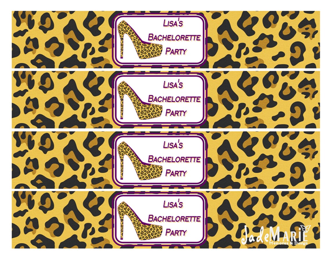 Printable Leopard Print Water Bottle Labels Bachelorette Party - Etsy