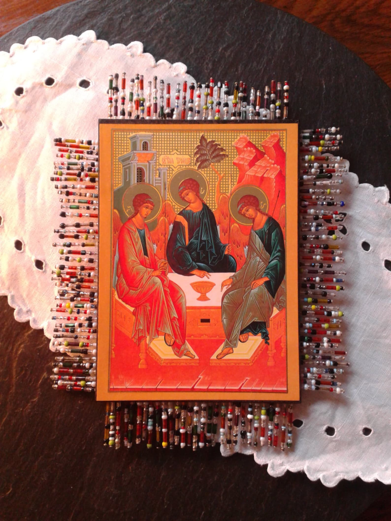 VTG Trinity Three Angels Andrei Rublev Icon Plaque Mixed Media - Etsy