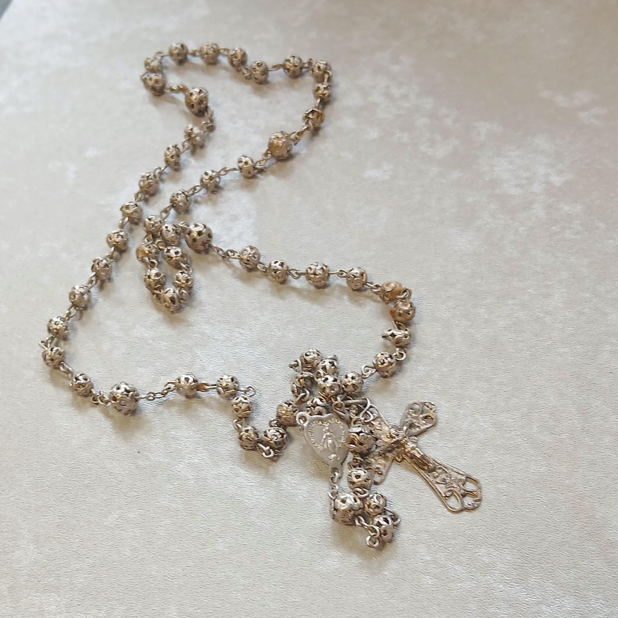 Antique French Filigree Religious Catholic Rosary - Etsy