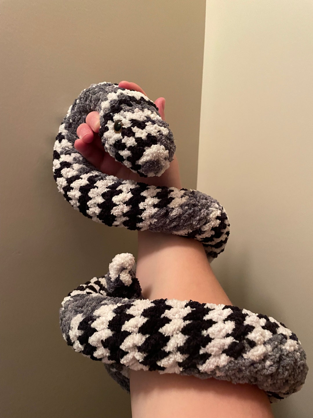 Crochet Snake, Yarn Snake, Black and Gray - Etsy