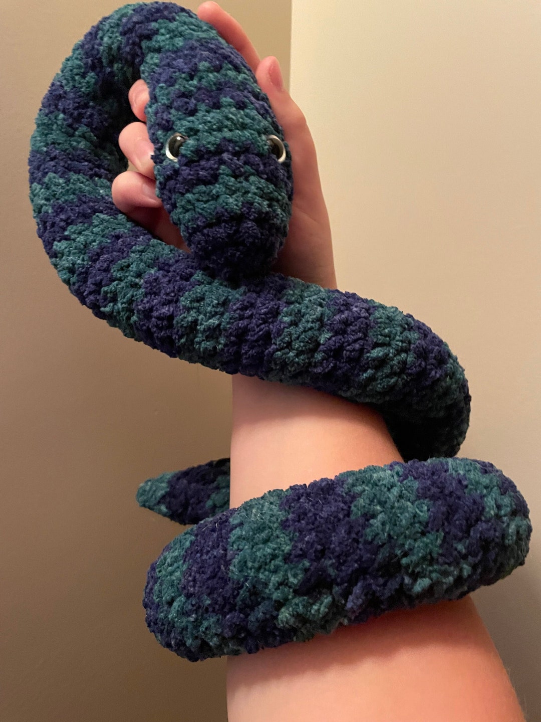 Crochet Snake, Yarn Snake, Dark Blue and Turquoise - Etsy