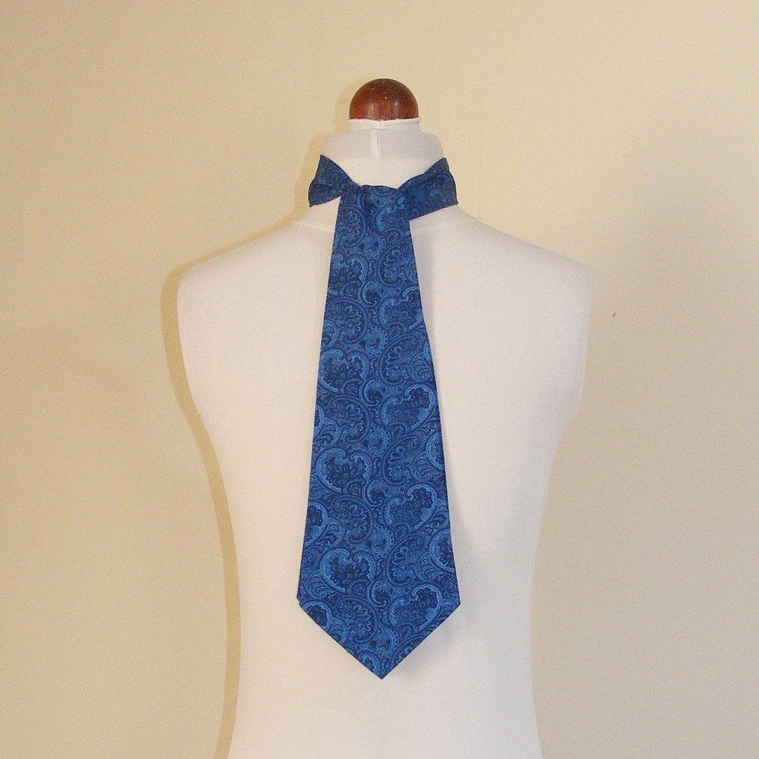 Mod Scarf, Blue Paisley Cotton 60s Mens Ascot Scarf - Etsy