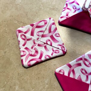 Pink Ribbon Wine Glass Coasters, Breast Cancer Theme Gift, Set of 4 ...