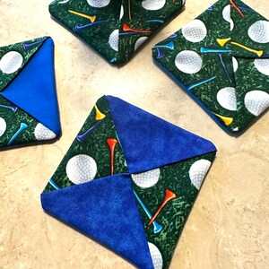 Golf Coasters, Golf Theme Gift, Set of 4, Wine Glass Fabric Coasters ...