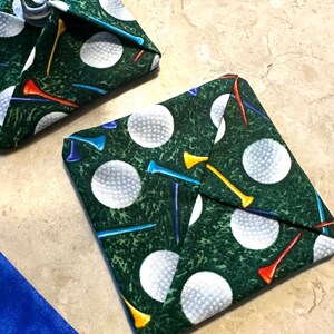 Golf Coasters, Golf Theme Gift, Set of 4, Wine Glass Fabric Coasters ...