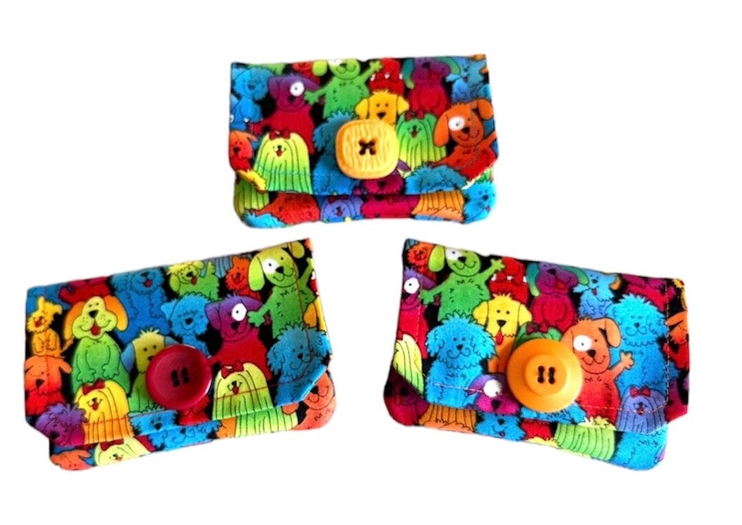 Dog Card Holder Wallet, Puppy Lover Gift, Colorful Dogs Fabric Credit ...