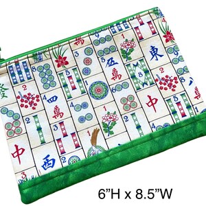 Green Mahjong Fabric Zipper Bag, Mahjong Gift, Handmade Padded Zipper ...