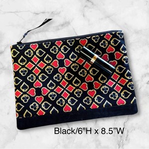 Playing Card Fabric Zipper Coin Purse, Deck of Cards Padded Zipper Bag ...