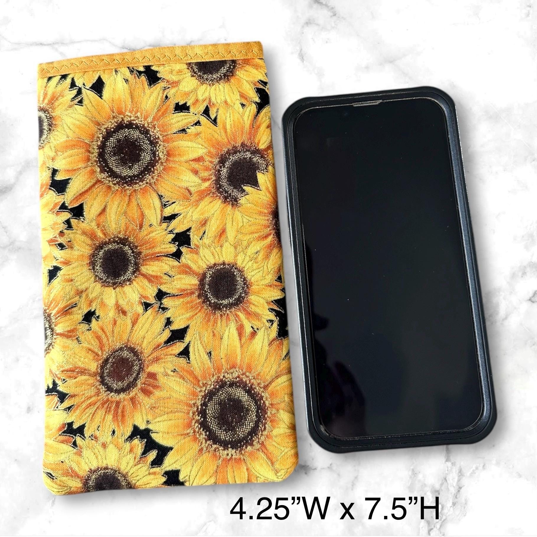 Floral Fabric Cell Phone Pouch, Handmade Padded Open End Slip-in Sleeve ...