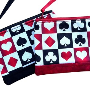 Playing Card Suit Fabric Zipper Coin Purse for Coins, Padded Zipper Bag ...