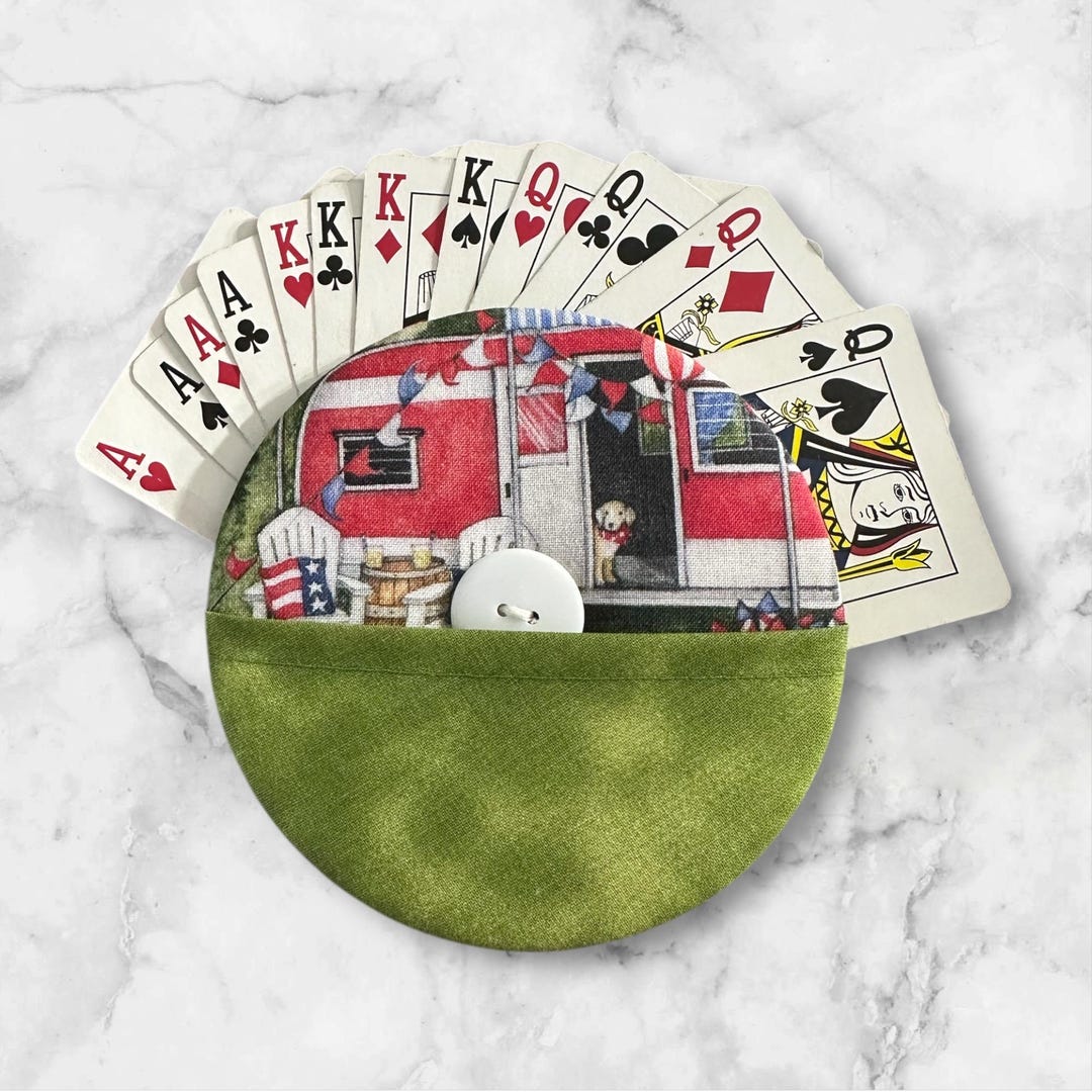 Camper Playing Card Holder WITH Pocket, Fabric Card Organizer, for ...