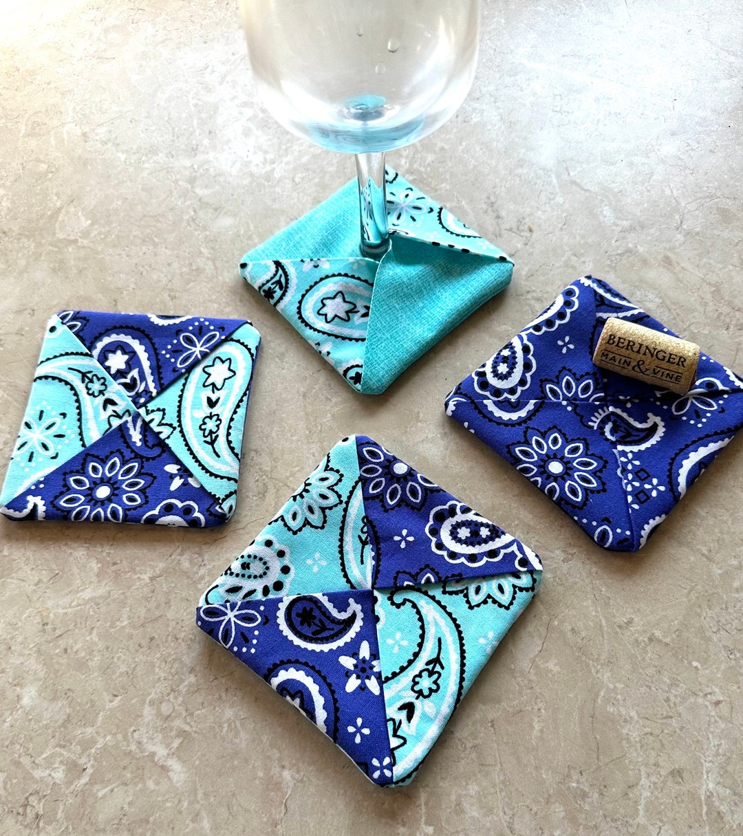 Paisley Coasters Wine Glass Fabric Coasters Set of 4 Wine - Etsy