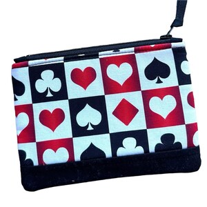 Playing Card Suit Fabric Zipper Coin Purse for Coins, Padded Zipper Bag ...