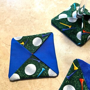 Golf Coasters, Golf Theme Gift, Set of 4, Wine Glass Fabric Coasters ...