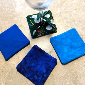 Golf Coasters, Golf Theme Gift, Set of 4, Wine Glass Fabric Coasters ...