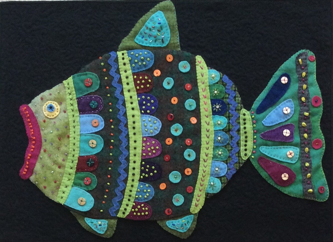 Fishy, Fish Art, Fabric Art, Quilt Art, Quilted Wall Hanging, Home ...