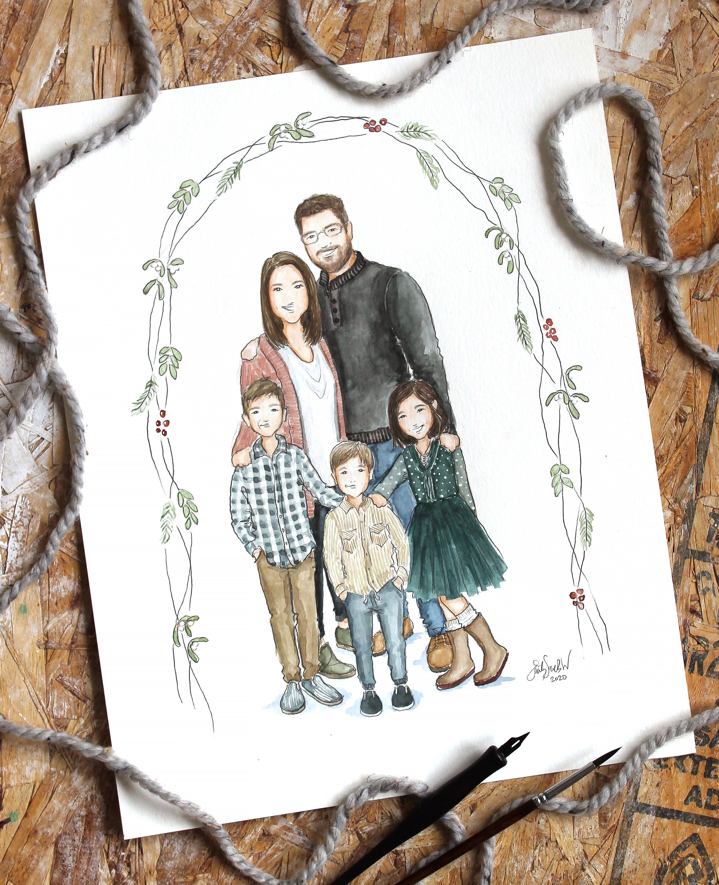 Custom Family Portrait / Original Hand Painted Watercolor | Etsy