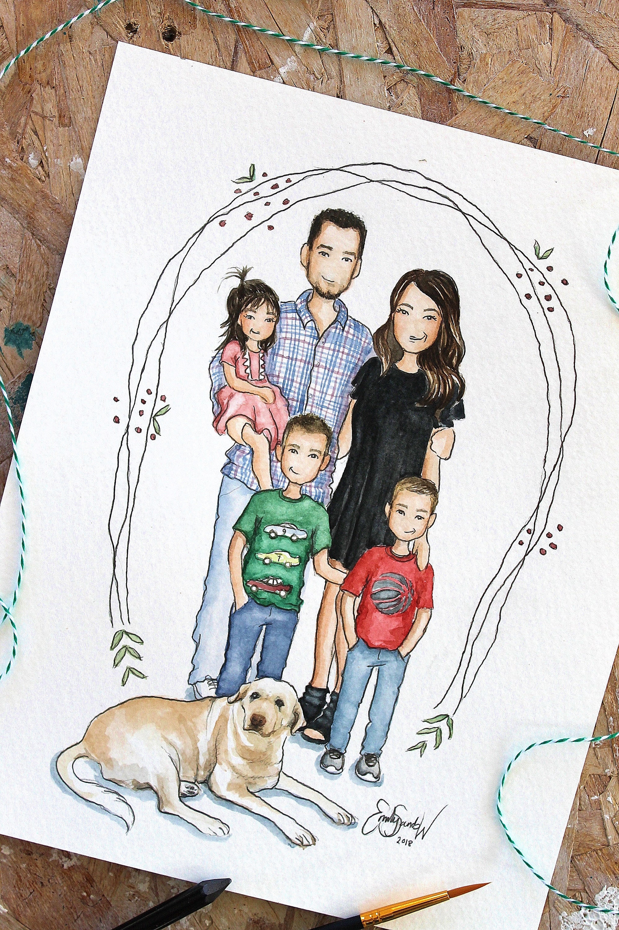 Custom Family Portrait. Original Watercolor Painting Hand - Etsy