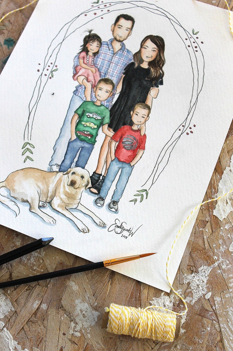 Custom Family Portrait. Original Watercolor Painting Hand - Etsy
