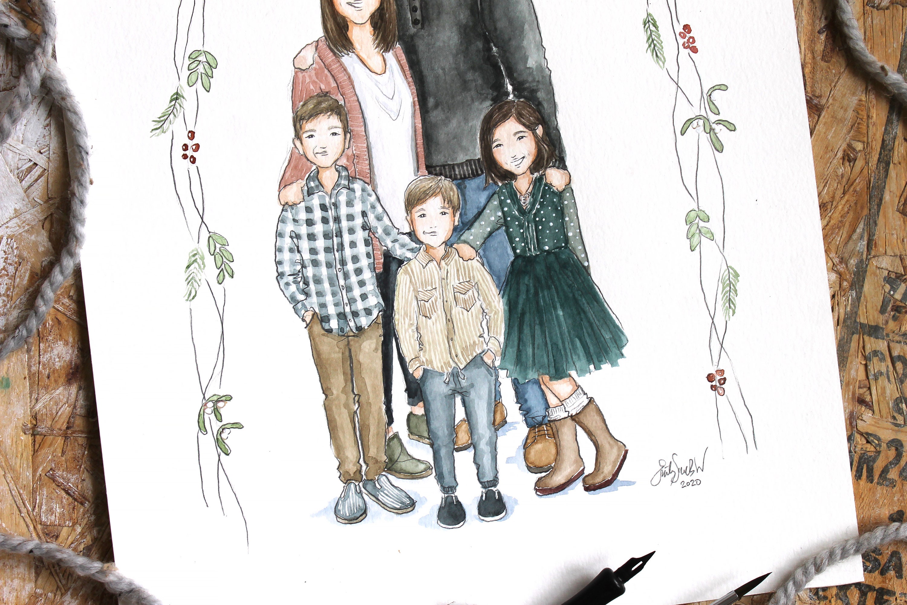 Custom Family Portrait / Original Hand Painted Watercolor | Etsy